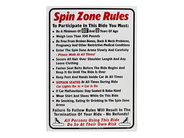 BUMPER CAR RULE SIGN - FEC Parts