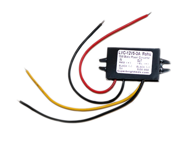 VOLTAGE STEP DOWN, 12VDC TO 5VDC, 3AMP, LIGHTNING - FEC Parts